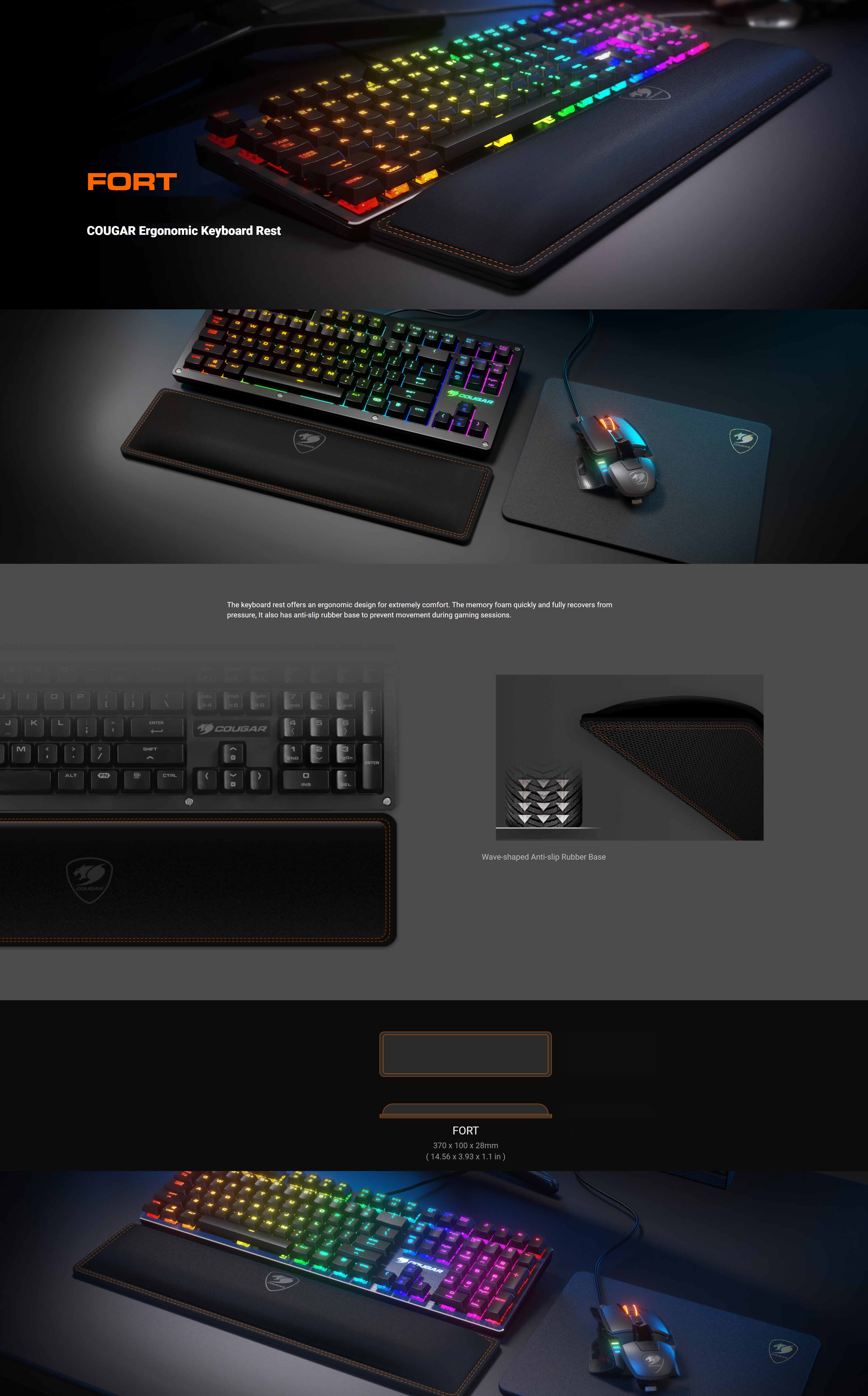 Cougar Fort Ergonomic Keyboard Wrist Rest - msy.com.au