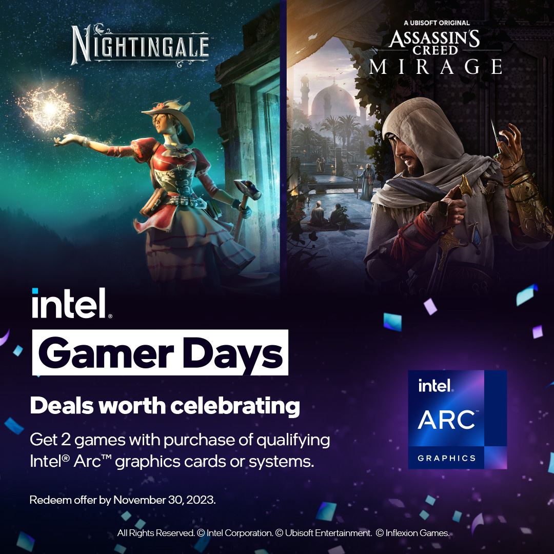 Get 2 games with purchase of qualifying Intel Arc graphics cards or systems