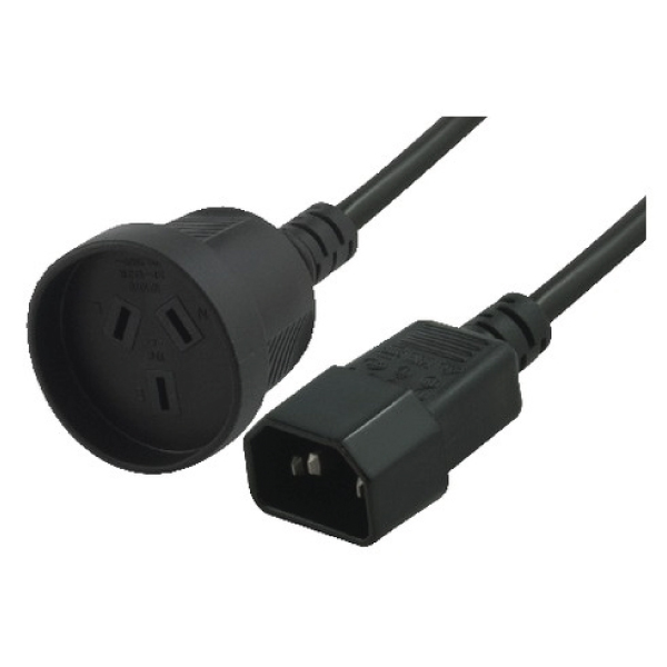 Alogic 0.15m IEC C14 to Aus 3 Pin Mains Plug - Male to Female - msy.com.au