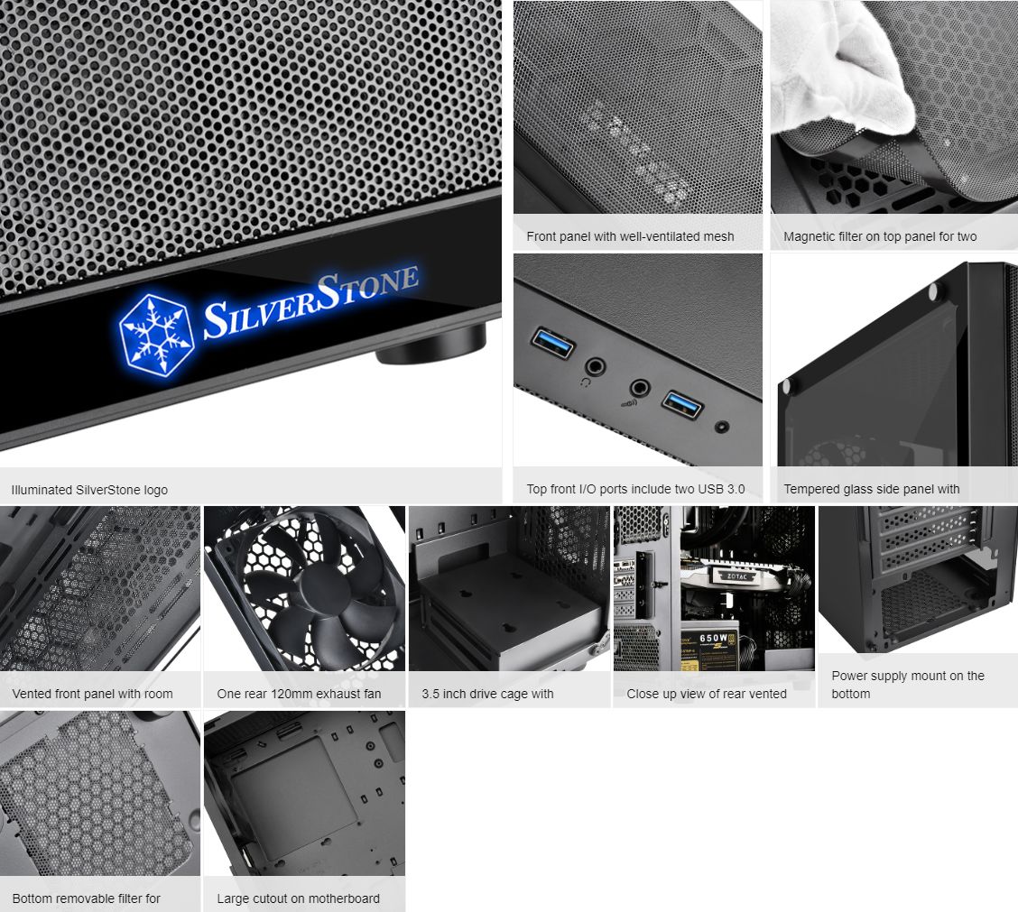 SilverStone PS15B-G Precision Tempered Glass mATX Case - Black (SST ...