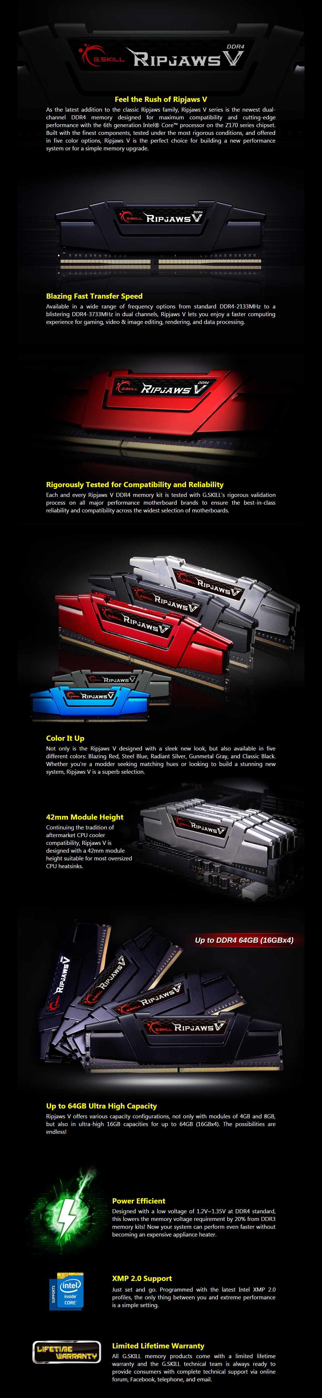 G Skill 32GB (2X16G) F4-3200C16D-32GVK RipJaws V 3200MHz CL16 DDR4 RAM ...