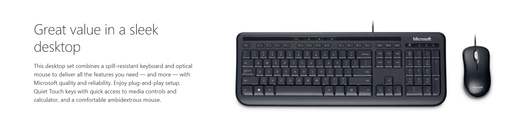 Microsoft Wired Desktop 600 White USB Keyboard Mouse Combo - msy.com.au