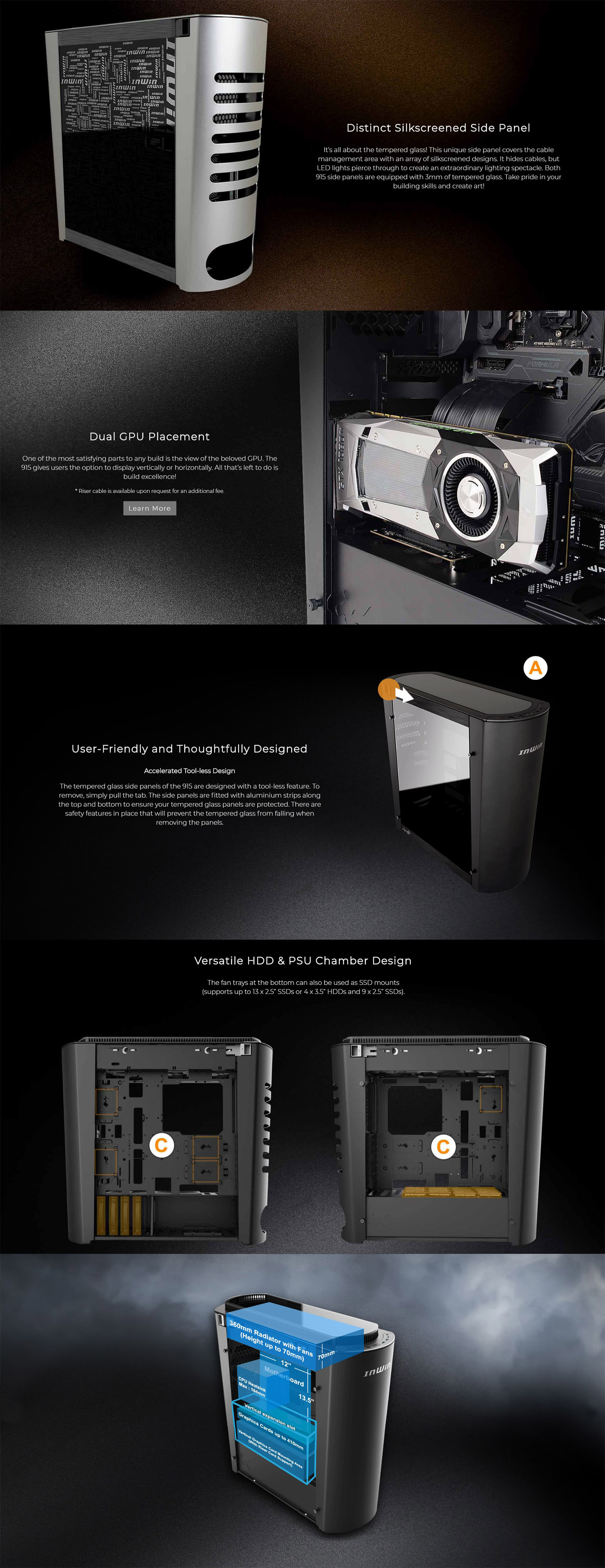 Inwin 915 Aluminium Tempered Glass Full Tower EATX Case - Silver (915 ...