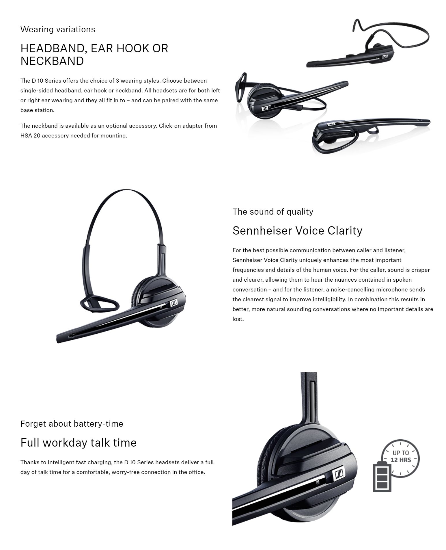 Sennheiser D 10 Single Sided Wireless DECT Office Headset for Phones ...