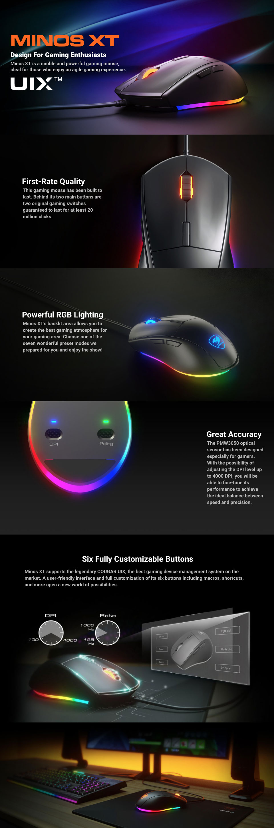 Cougar Minos XT RGB Gaming Mouse - msy.com.au