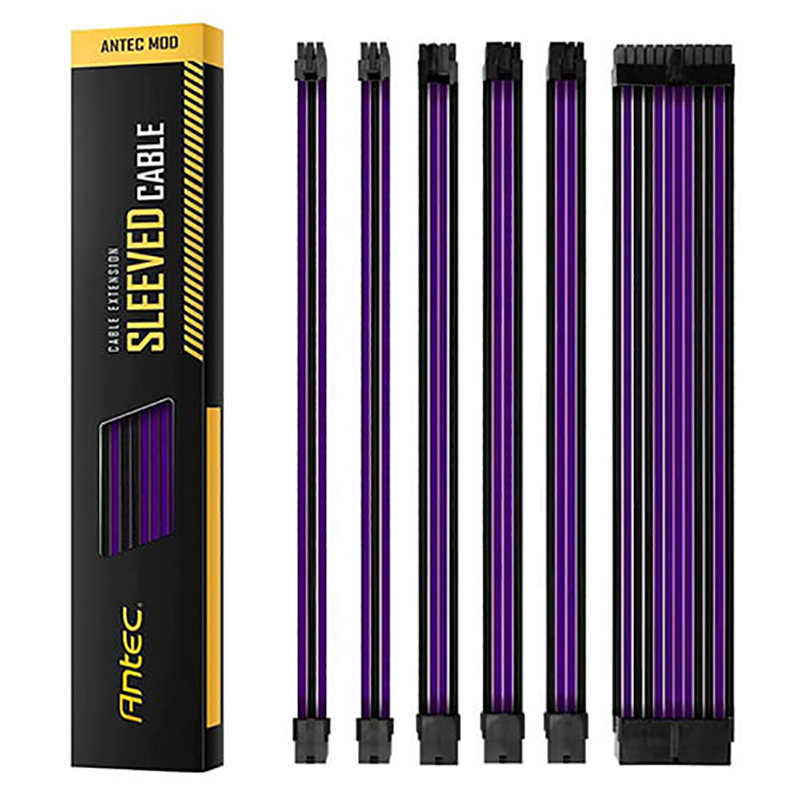 Antec PSU Sleeved Extension Cable Kit V2 Purple/Black - msy.com.au