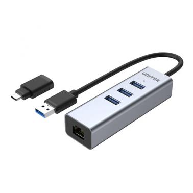 Unitek 4-In-1 USB3.0 Hub, Gigabit Adapter + 3*USB3.0 - msy.com.au