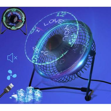 LED Desk Fan Programmable USB LED Fan Mini Quiet Fan with Clock ...