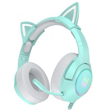 ONIKUMA K9 Green Gaming Headset with Removable Cat Ears - msy.com.au