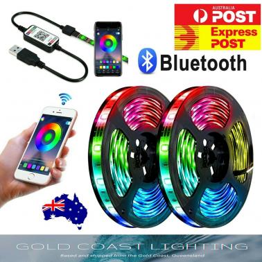 12V Bluetooth USB RGB LED Strip Lights IP65 Waterproof 5050 5M 90 LEDs ...
