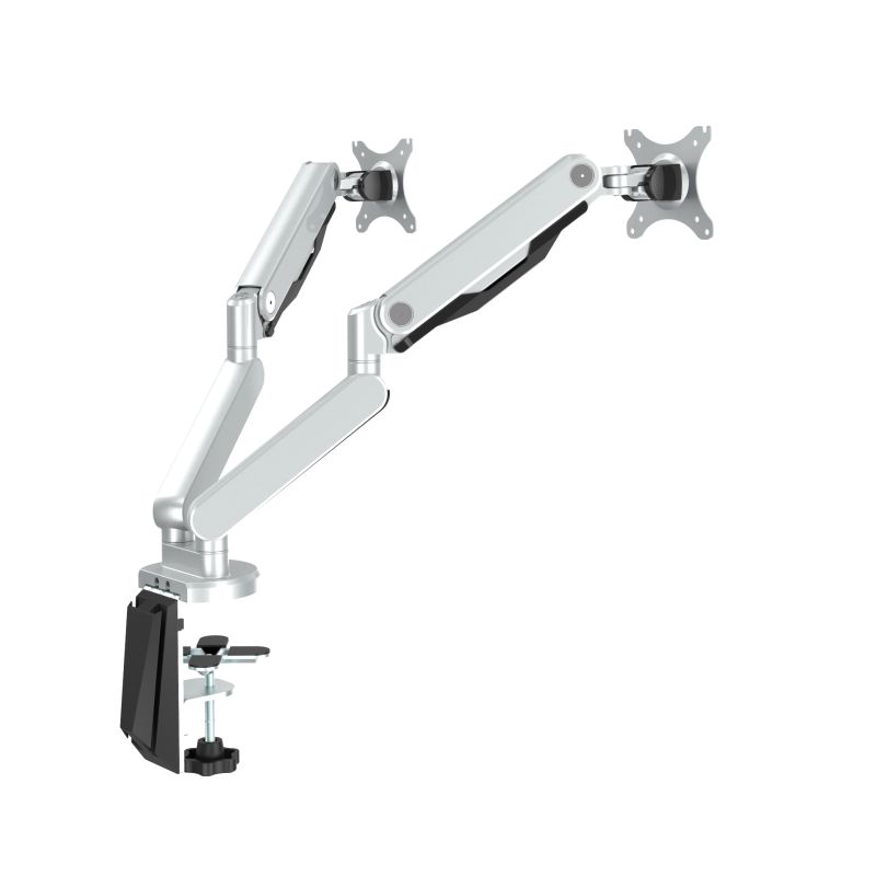 Loctek 17"-30" Dual Ergonomic Gas Spring Monitor Stand - Silver - VESA ...