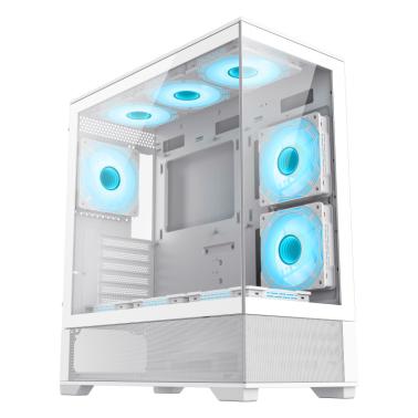 GameMax Vista AW White ATX Case - Panoramic Tempered Glass, 6x ARGB ...