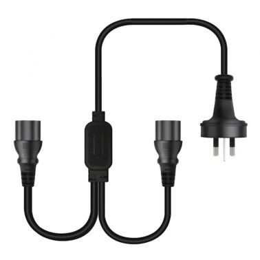 Cruxtec PT2P-100-18BK 3 Pin AU Male to 2 x Female IEC-C13 Y-Splitter ...