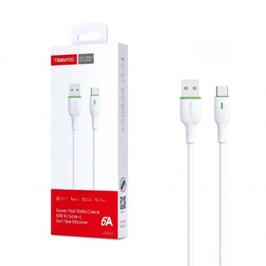 Silicone USB Type-C Cable 6A Charging Cable Super Fast Data White - msy ...