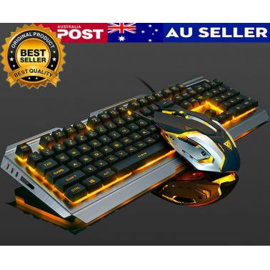 Gaming Keyboard and Mouse Combo Wired Keyboard and Mouse Set 104 Keys ...