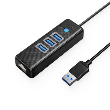 Orico 3 port USB-A 3.0 USB Hub with RJ45 - 15cm (ORICO-PW3UR-U3-015 ...