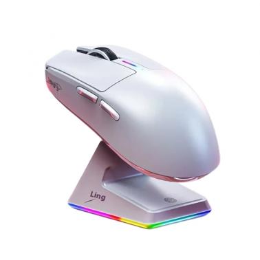 LingBao M6 Black Tri-mode RGB Wireless Mouse with Charging Dock - White ...