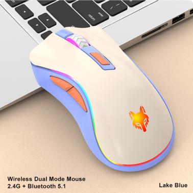 Dual Mode Wireless Mouse (2.4G + Bluetooth 5.1) with RGB Lighting ...
