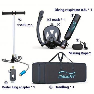 CHIKADIV C300Plus-Black Mini Scuba Set for Breathing Underwater ...