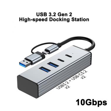 10Gbps USB-C Hub 3.2 Gen2 Docking Station - 4-in-1 Multi-Port Adapter ...