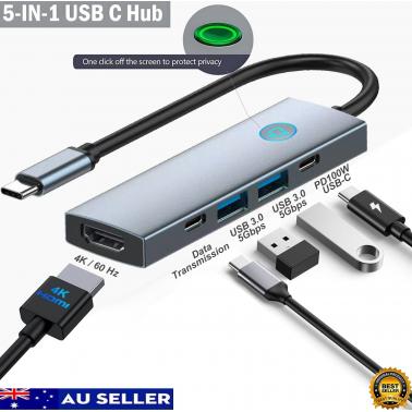 USB C Hub 5 in 1 Docking Station 4K@60Hz One Click Screen Projection ...
