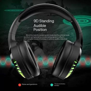 SH33 Bluetooth RGB Stereo Headset Over-the-Ear Heavy Bass Noise ...