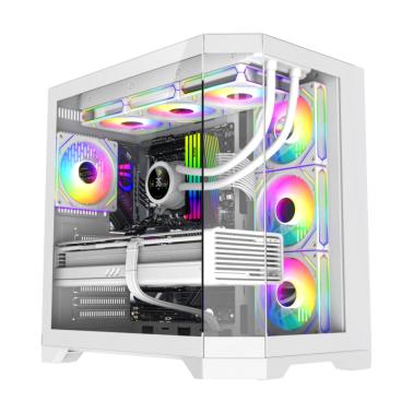 GameMax Hype-A White ATX Mid Tower Case - Panoramic Fish Tank Design ...