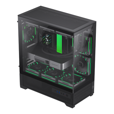 GameMax Vista 2 Black ATX Mid Tower Gaming Case - 3x ARGB Fans Pre ...